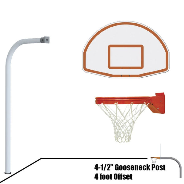 Jaypro Gooseneck Basketball System (4-1/2" Pole with 4' Offset) 56"W x ...