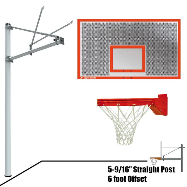 Jaypro Straight Post Basketball System (5-9/16" Pole with 6' Offset) 7 ...