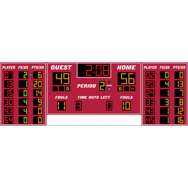Electro-Mech LX2556 Basketball/Volleyball Scoreboard With 6-Player Sta ...